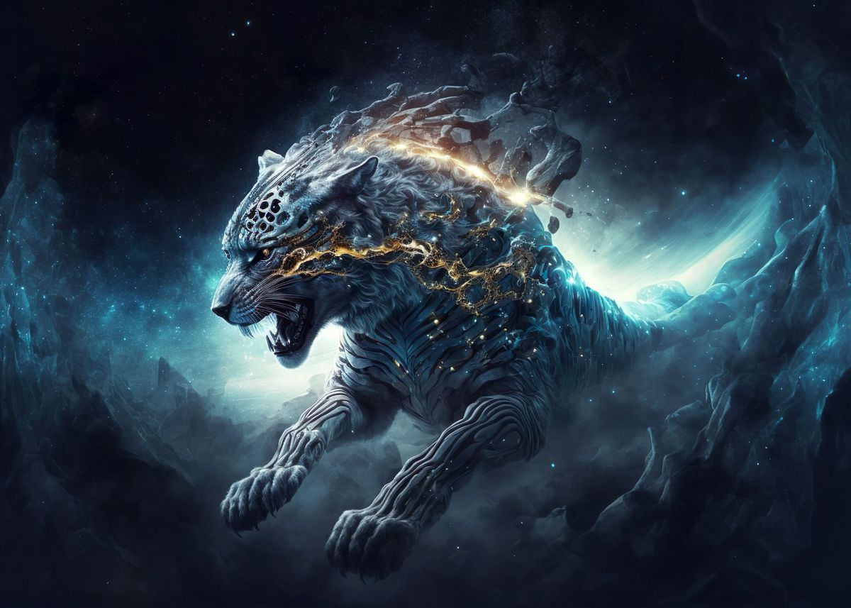 'Celestial Tiger' Poster, picture, metal print, paint by GLITCHED ART ...