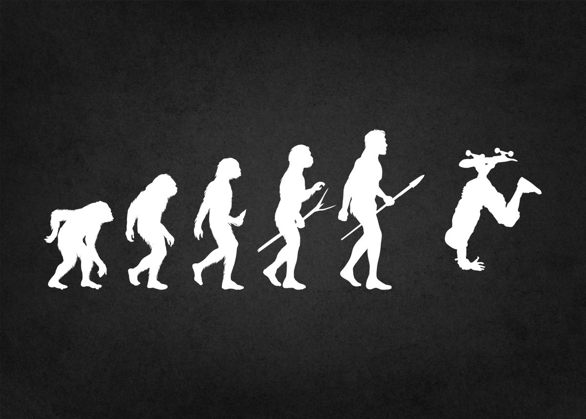 'evolution of skateboard' Poster, picture, metal print, paint by ...