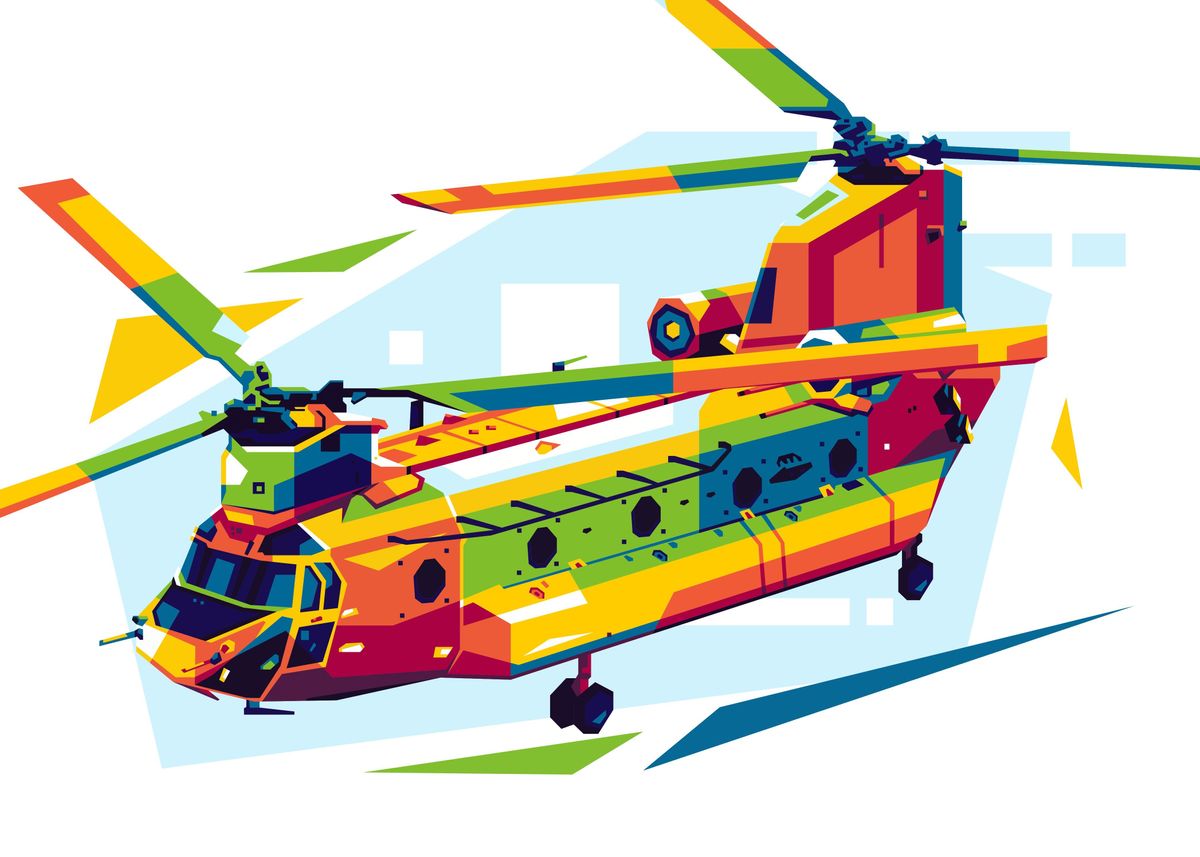'CH47 Chinook' Poster, picture, metal print, paint by Lintang Wicaksono ...