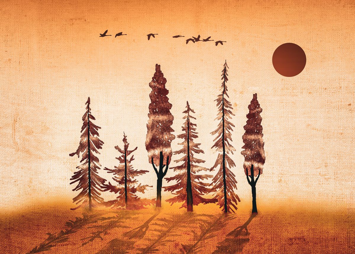 'trees and sun' Poster, picture, metal print, paint by Travel Travel ...