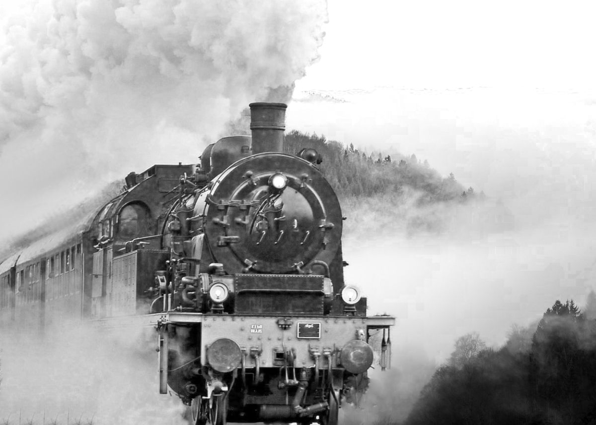 'Steam Train in Fog' Poster, picture, metal print, paint by Max Ronn ...