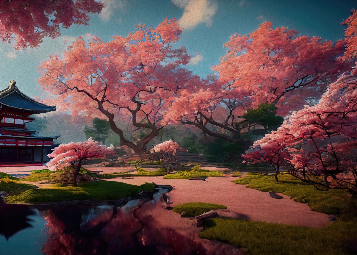 'Temple Scene' Poster, picture, metal print, paint by Chris Cupit ...