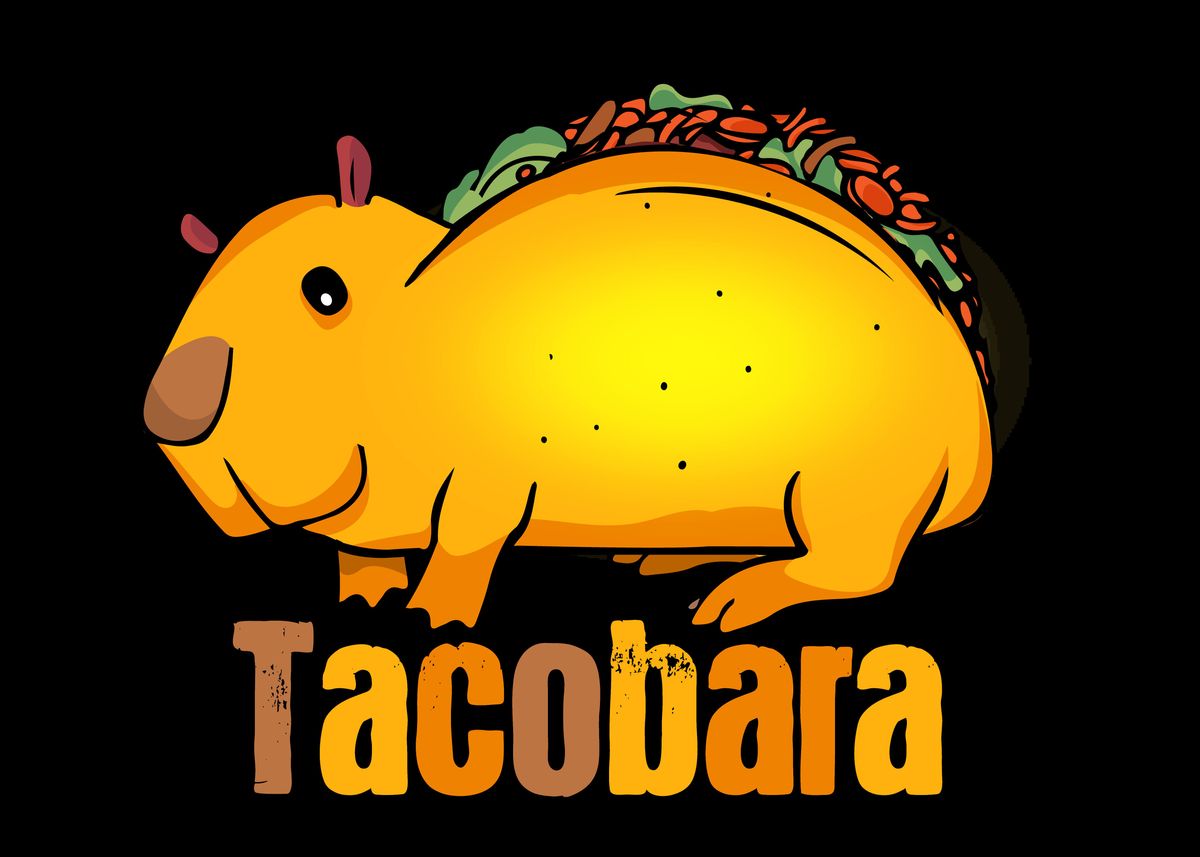 'Capybara Gifts Taco Lover' Poster, picture, metal print, paint by ...