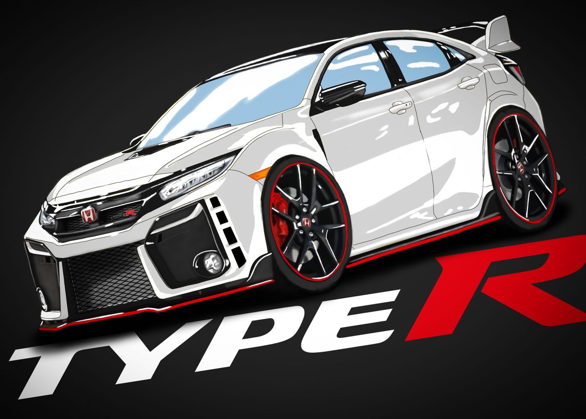 'FK8 Honda Civic Type R' Poster, picture, metal print, paint by ...