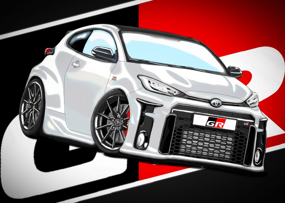 'GR Yaris Pearl' Poster, picture, metal print, paint by CoxiCARtoons ...