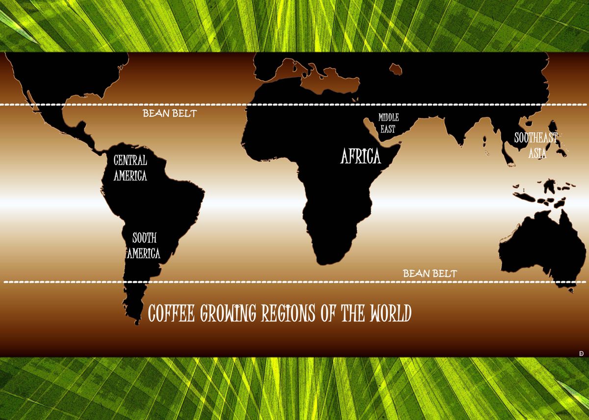 'World map of Coffee ' Poster, picture, metal print, paint by David ...