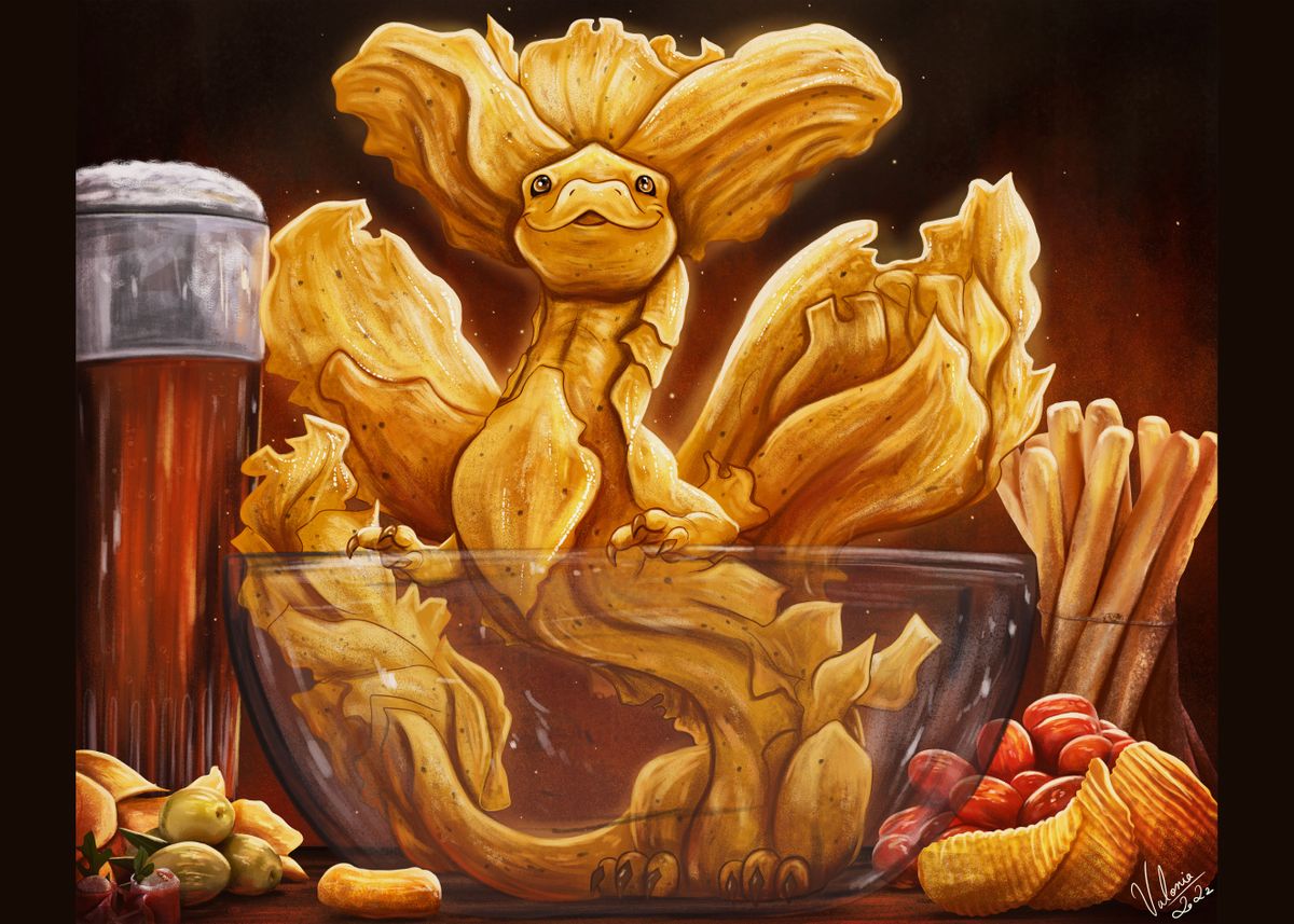 'Dragon chips' Poster, picture, metal print, paint by Margaux Butet ...