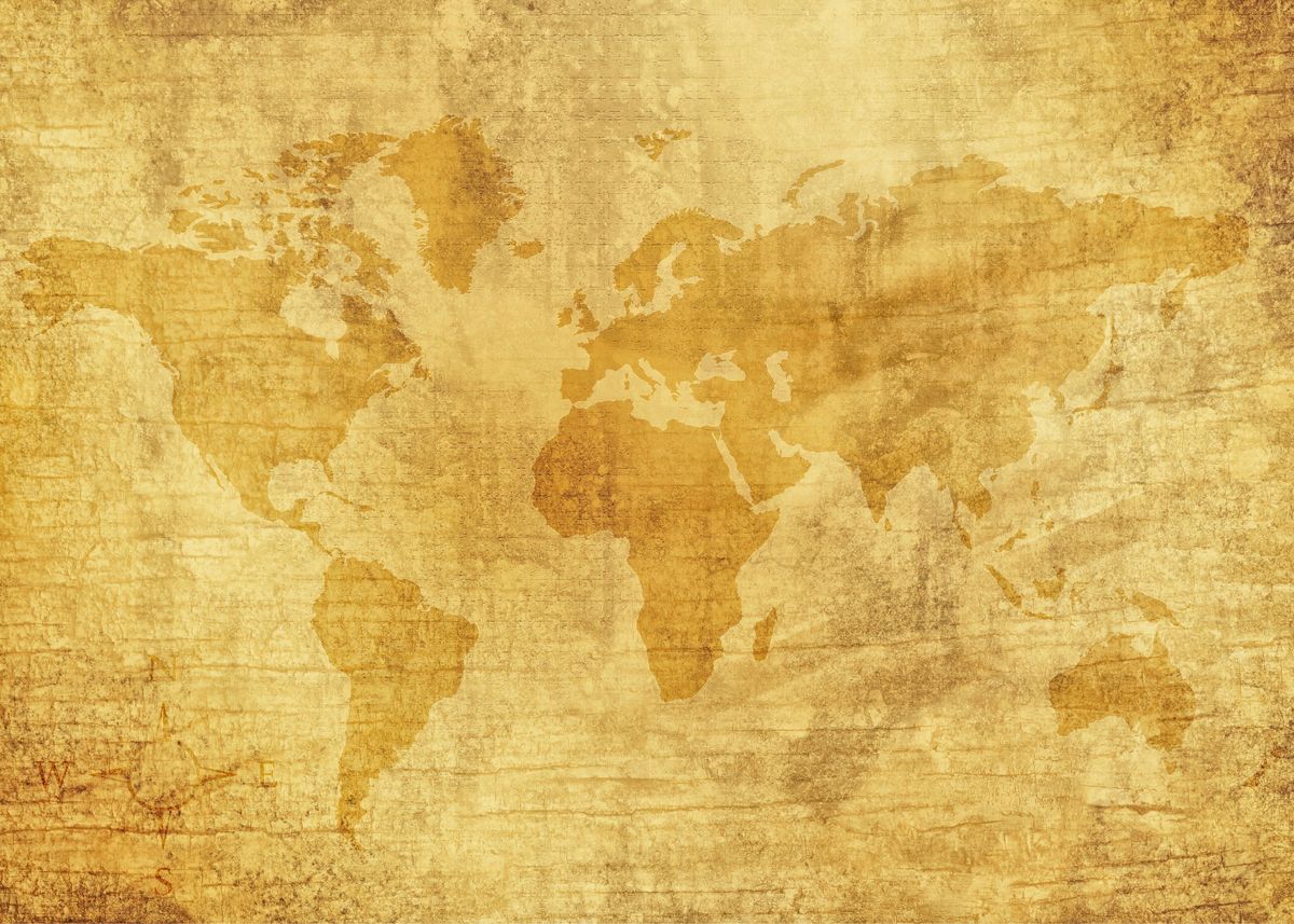 'Vintage Map of the World' Poster, picture, metal print, paint by ...