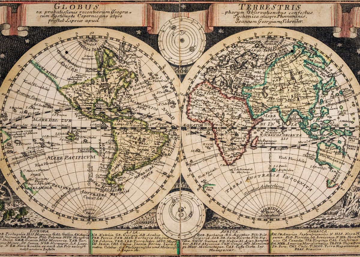 'Vintage Map of the World' Poster, picture, metal print, paint by ...