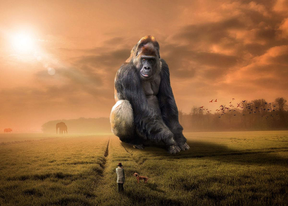 'big king kong' Poster, picture, metal print, paint by black parrot ...
