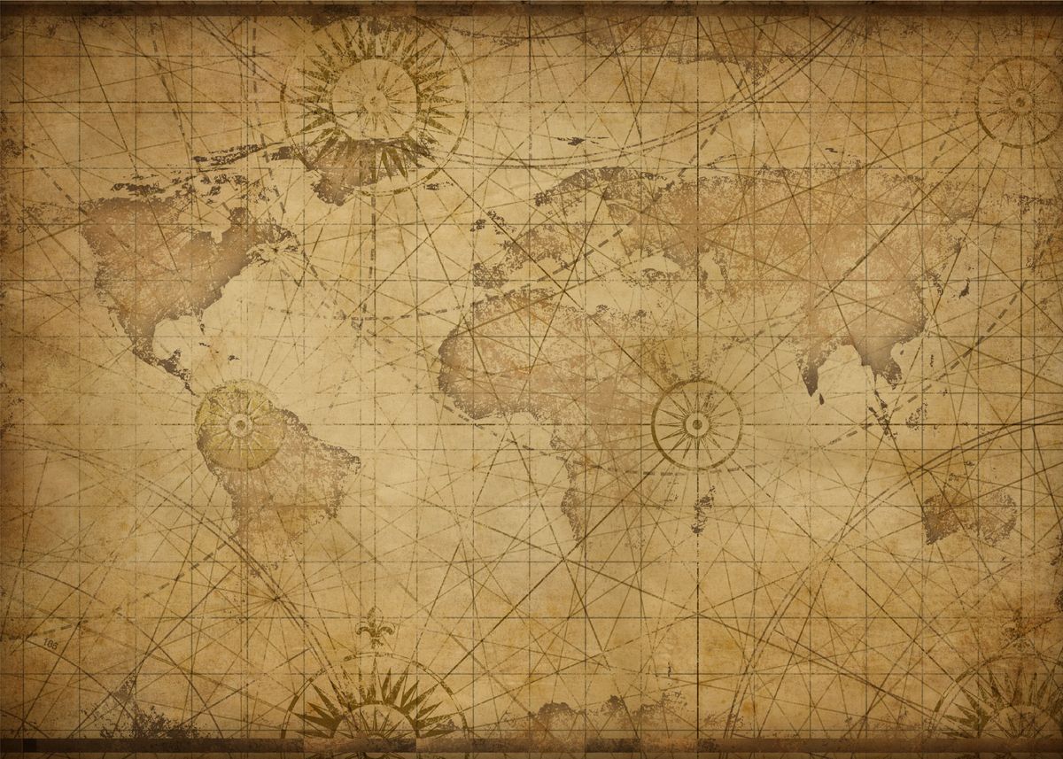 'Vintage Map of the World' Poster, picture, metal print, paint by ...