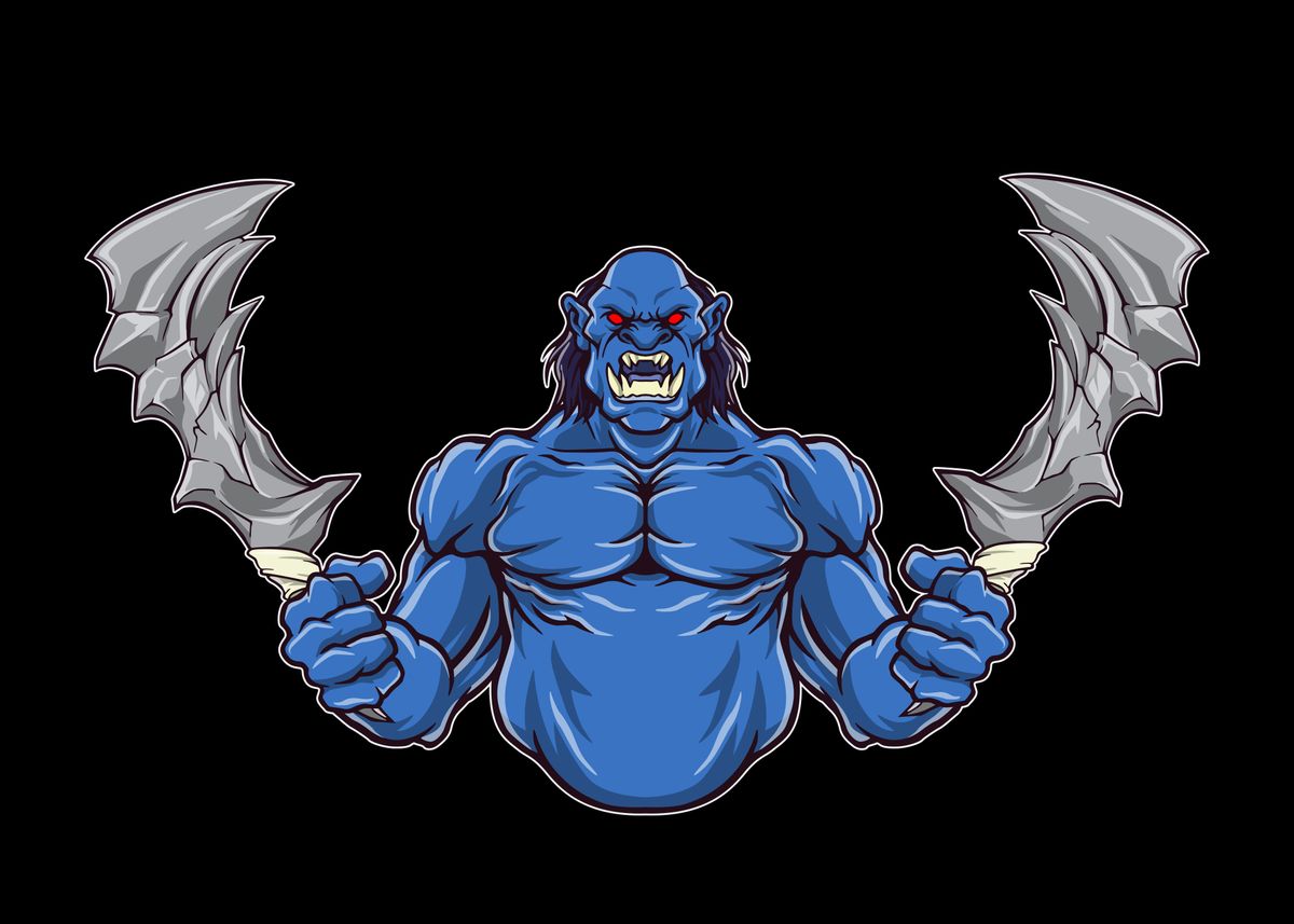 'Half body blue orc' Poster, picture, metal print, paint by Cao Thi ...
