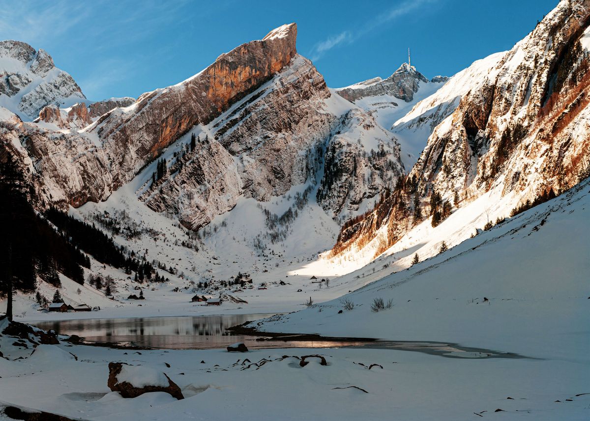 'SNOW MOUNTAIN' Poster, picture, metal print, paint by LuckStory | Displate