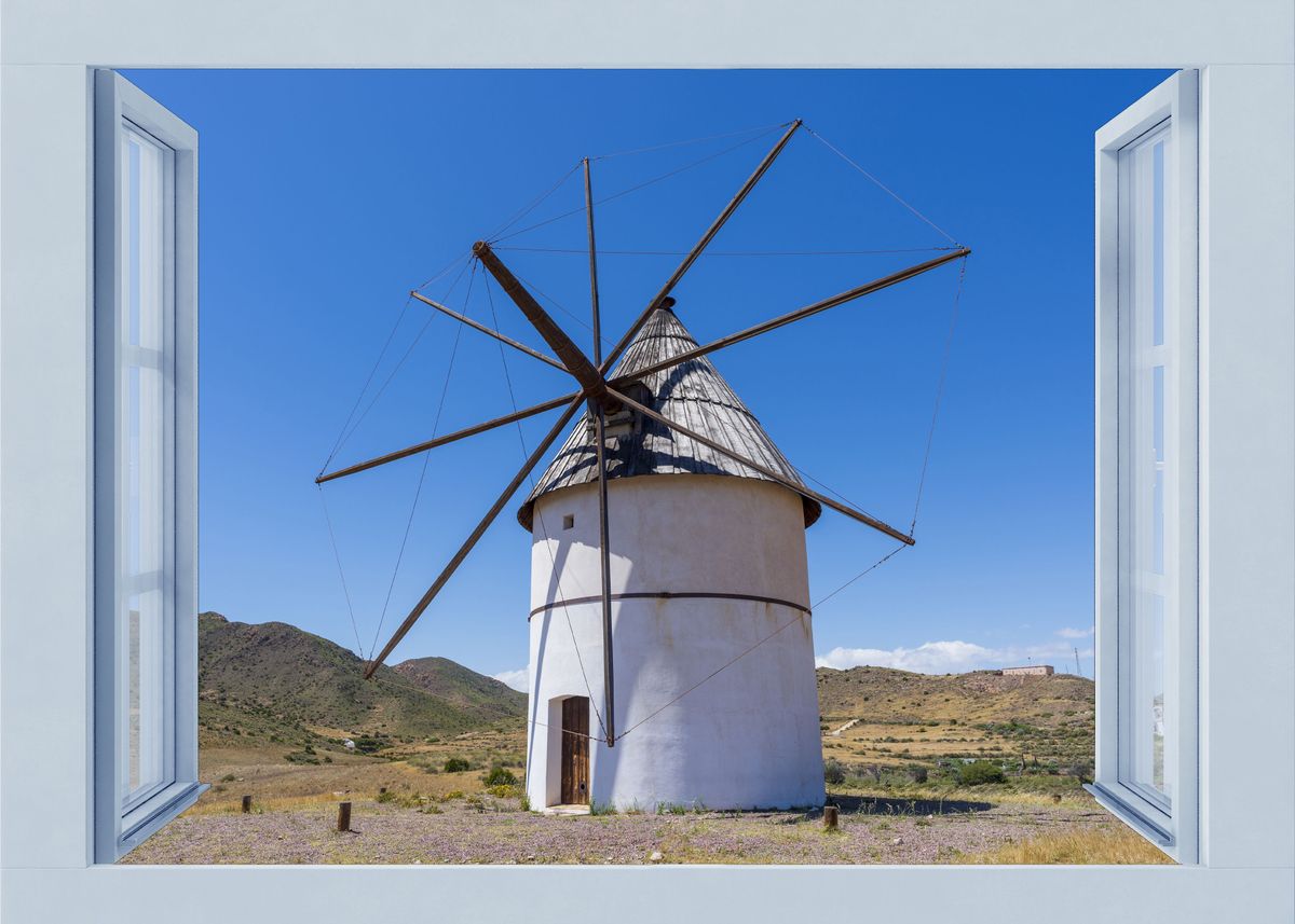 'Windmill landscape park' Poster, picture, metal print, paint by Vicen ...