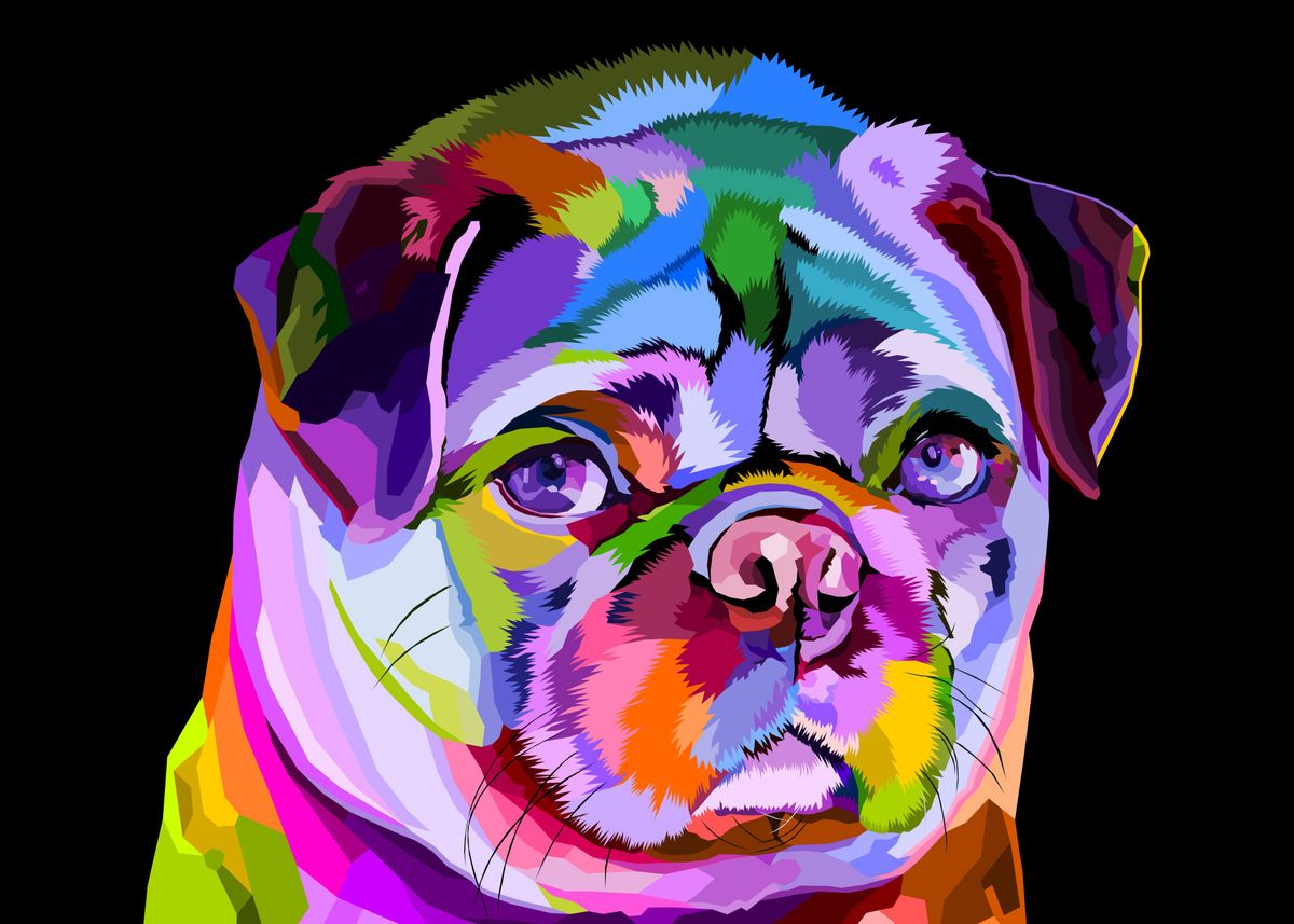 'Colorful English bulldog' Poster, picture, metal print, paint by Le ...