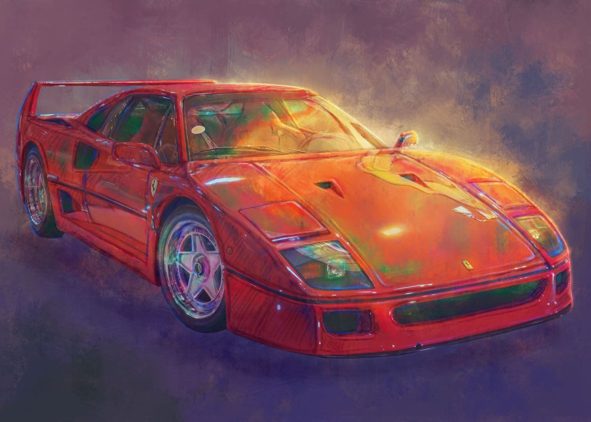 'Ferrari F40' Poster, picture, metal print, paint by AshnoAlice | Displate