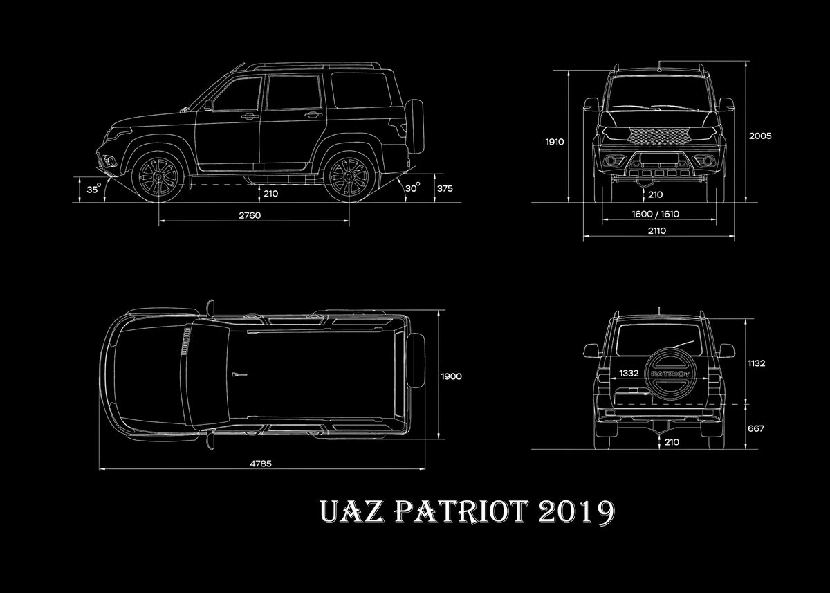 'UAZ Patriot 2019 ' Poster, picture, metal print, paint by Soft Brush ...