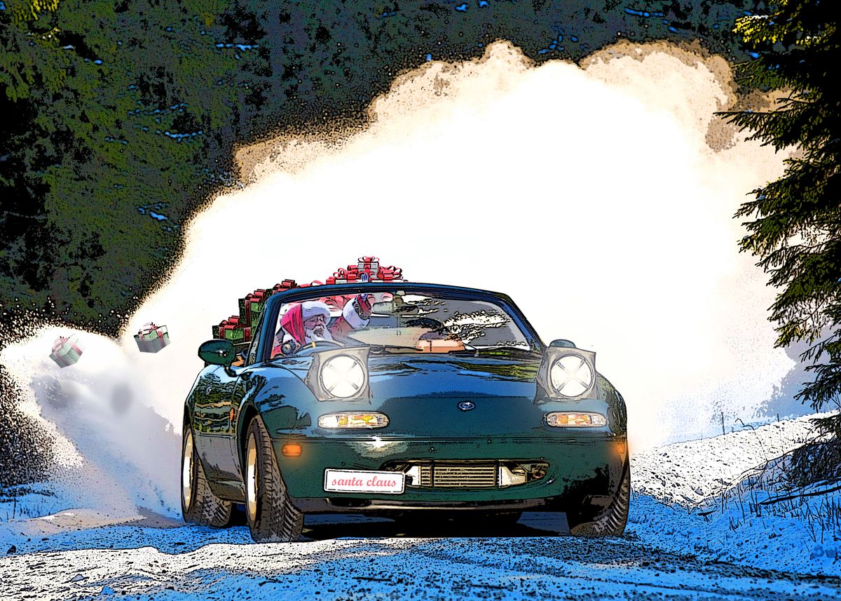 'Santa Claus Miata' Poster, picture, metal print, paint by GIANNIS ...