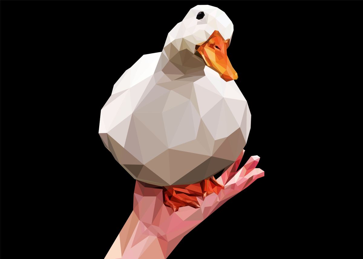 'smiling duck on palm meme' Poster by Lowpoly Posters | Displate