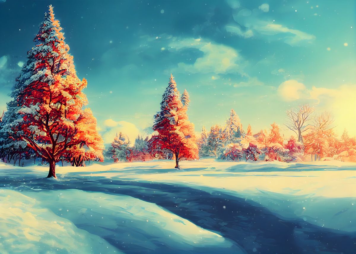 'Winter Landscapes Nature' Poster, picture, metal print, paint by Max ...