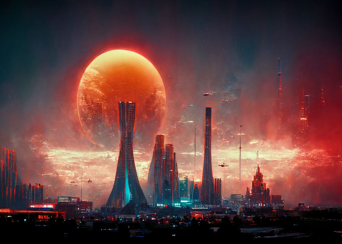 'Cyberpunk neon night' Poster by 80s Retro | Displate