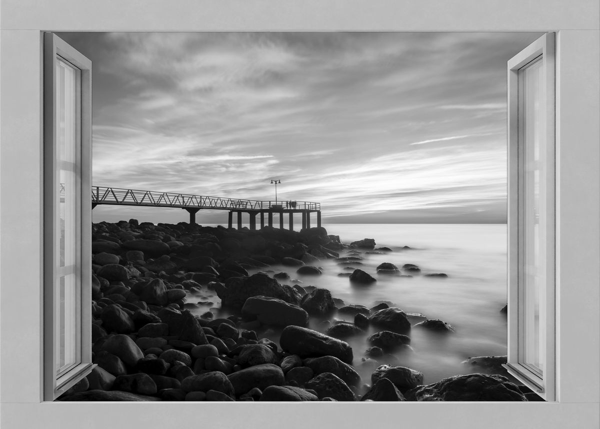 'open windows view sea' Poster, picture, metal print, paint by Vicen ...