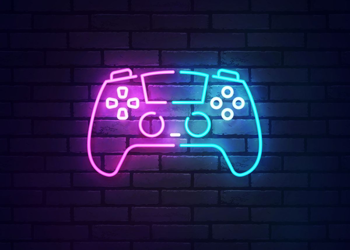 'Controller Neon Sign' Poster, picture, metal print, paint by TESSERACT ...