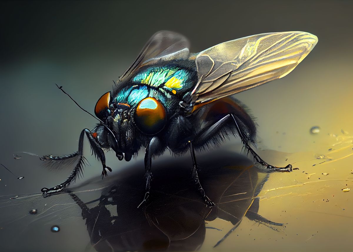 'Flies insect' Poster, picture, metal print, paint by Alexandru ...