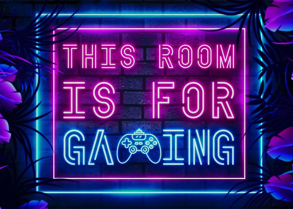 'Gaming Game Room Zone Neon' Poster, picture, metal print, paint by ...