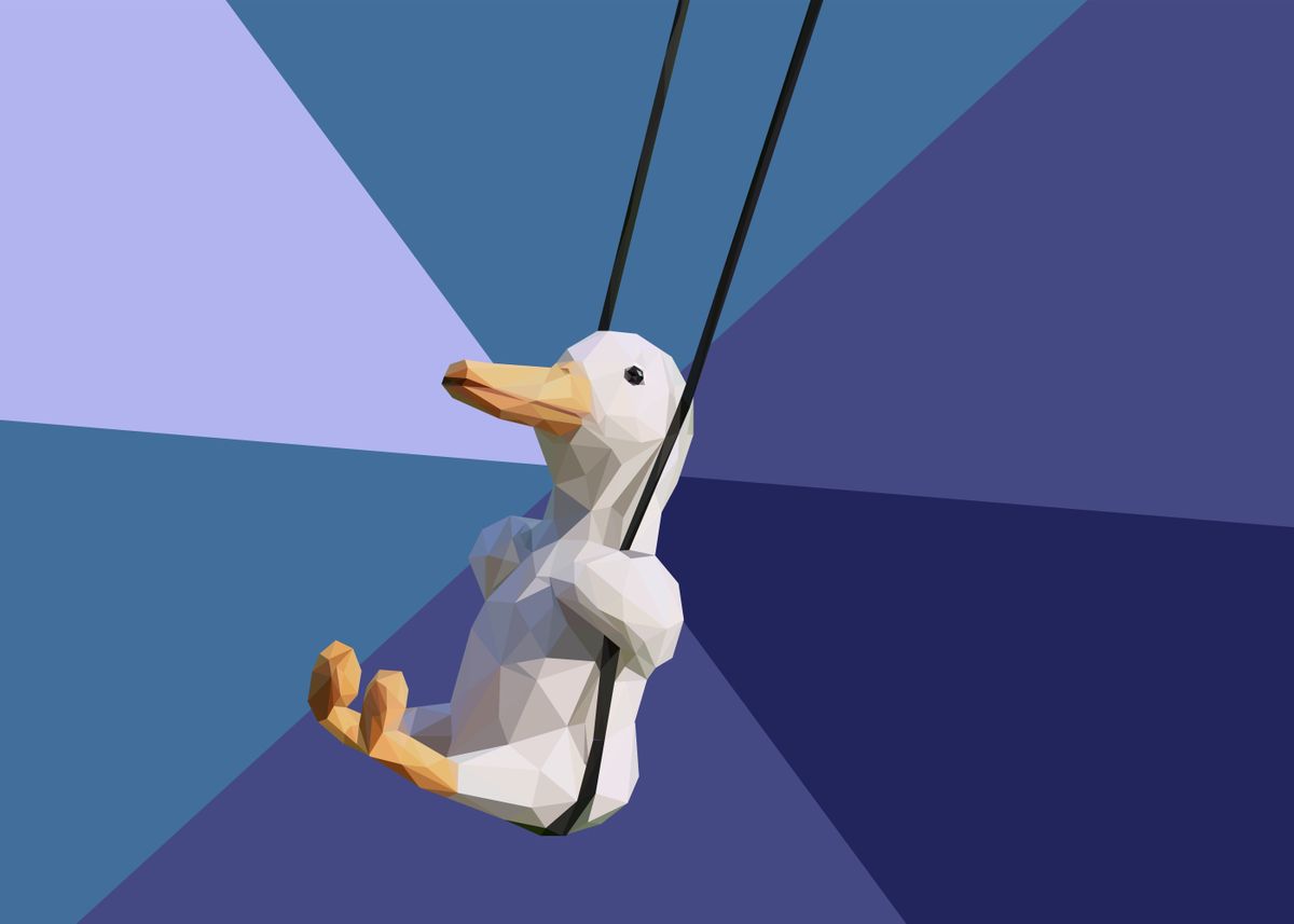 'swing happy duck meme' Poster, picture, metal print, paint by Lowpoly ...