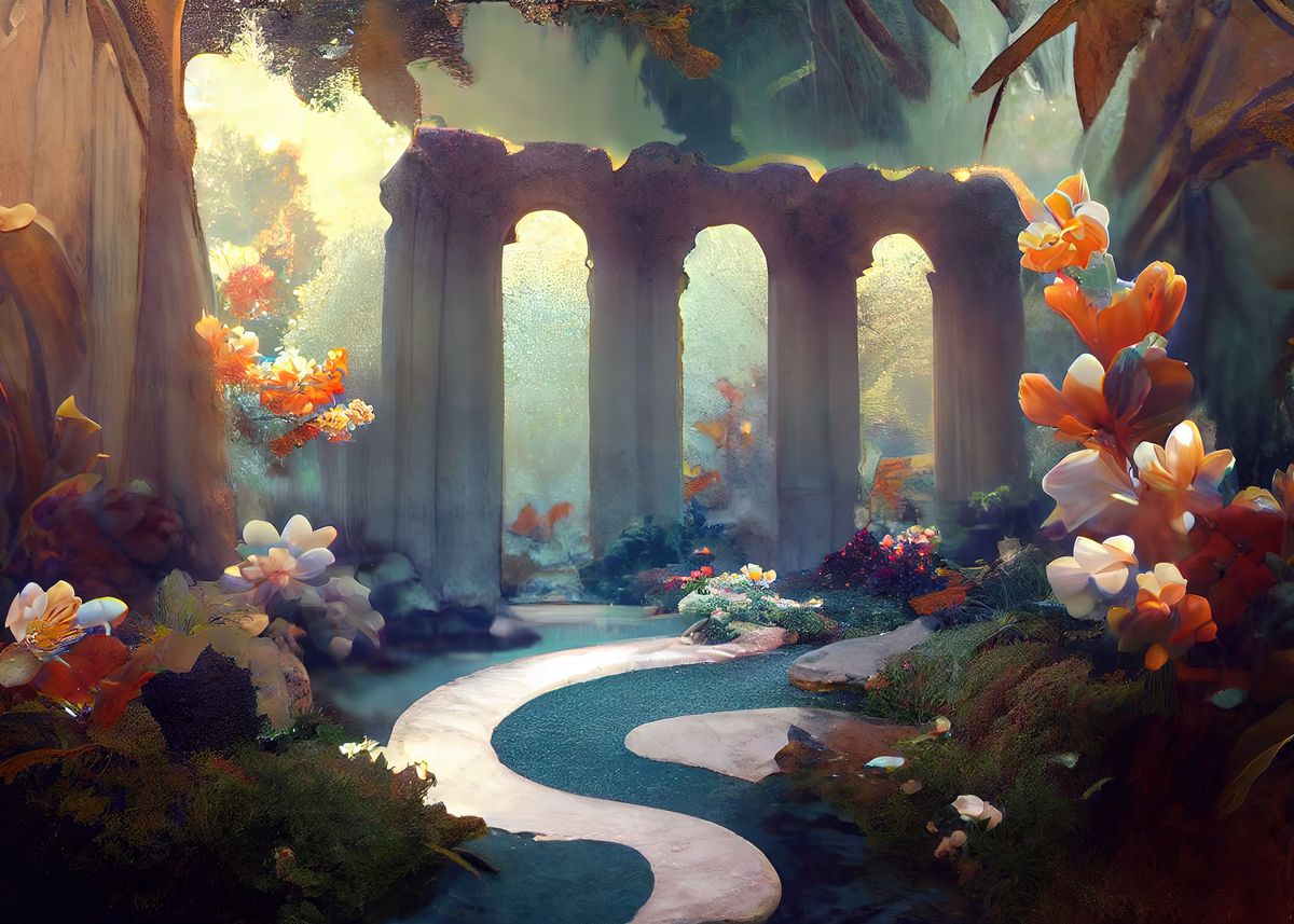 'Beauty in the ruins' Poster, picture, metal print, paint by Mezma and ...