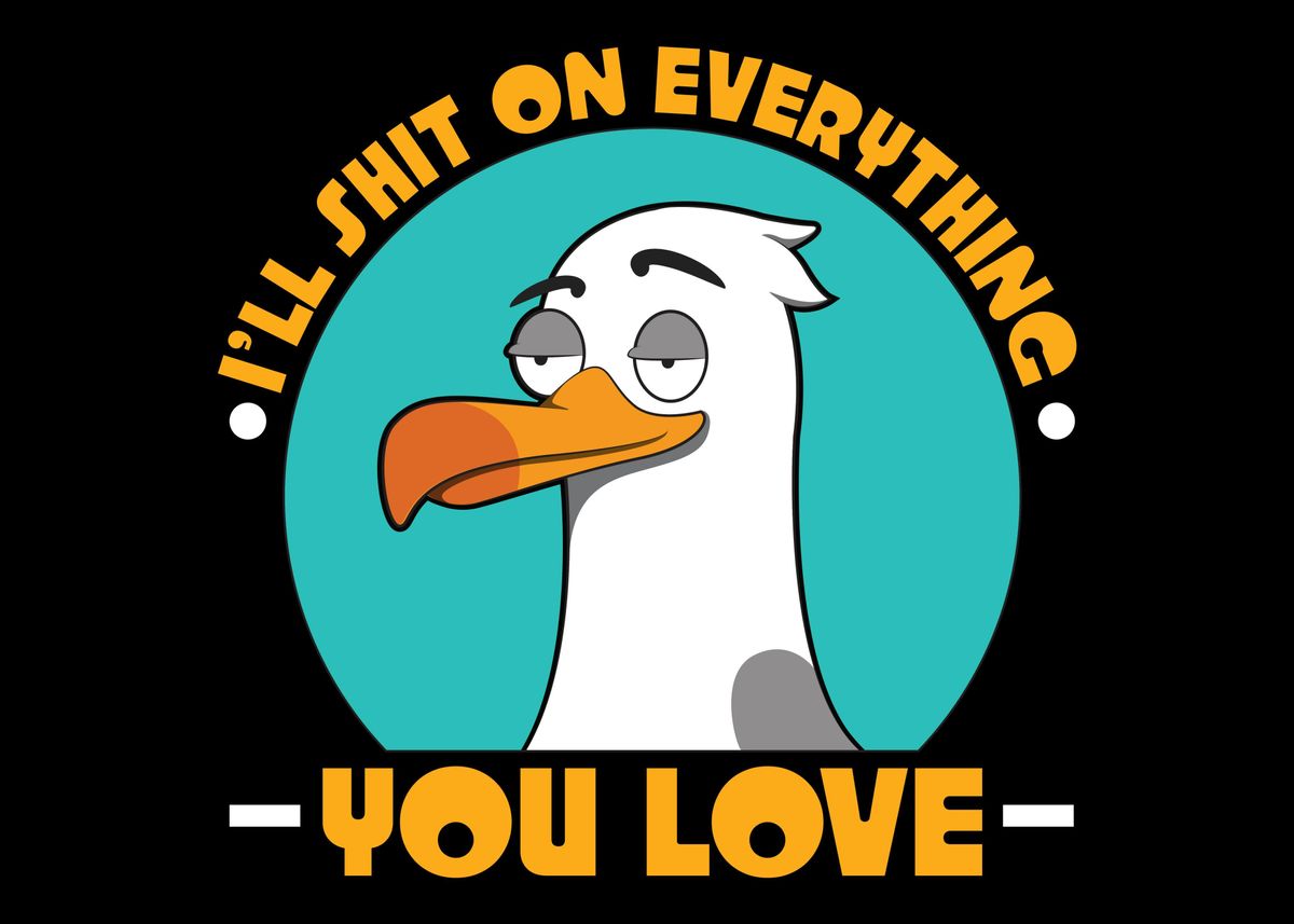 'Funny Gull Seagull Design' Poster, picture, metal print, paint by ...