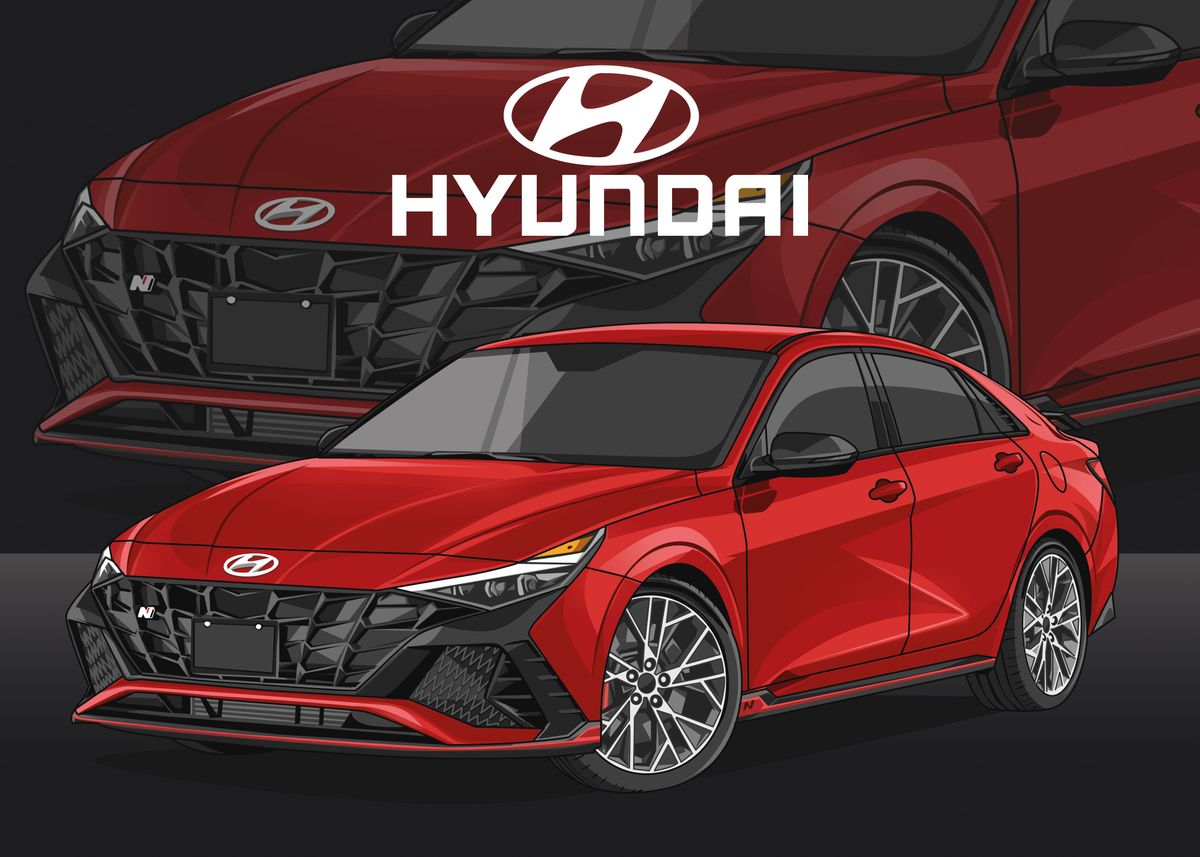 'Hyundai Elantra N Red' Poster, picture, metal print, paint by capture ...