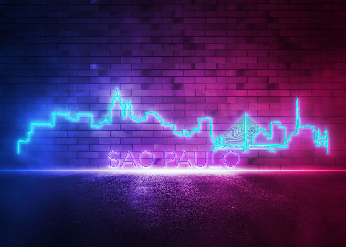 'Skyline line Sao paulo' Poster, picture, metal print, paint by Evan ...