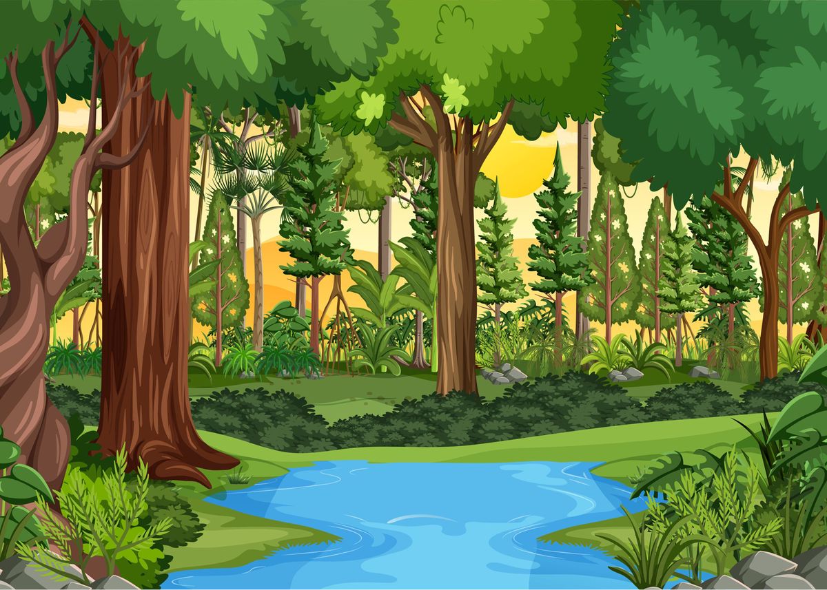 'Forest Landscape' Poster, picture, metal print, paint by Nae | Displate