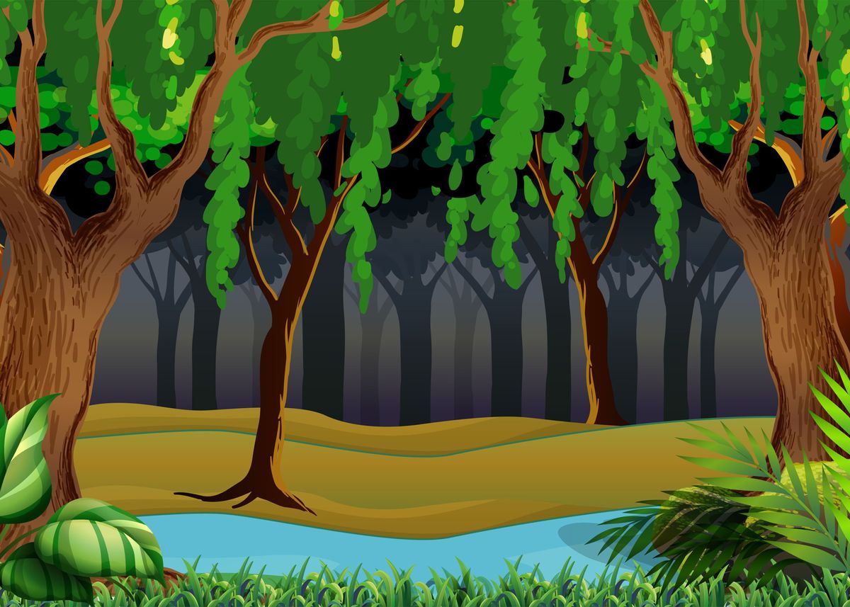 'Forest Landscape' Poster, picture, metal print, paint by Nae | Displate