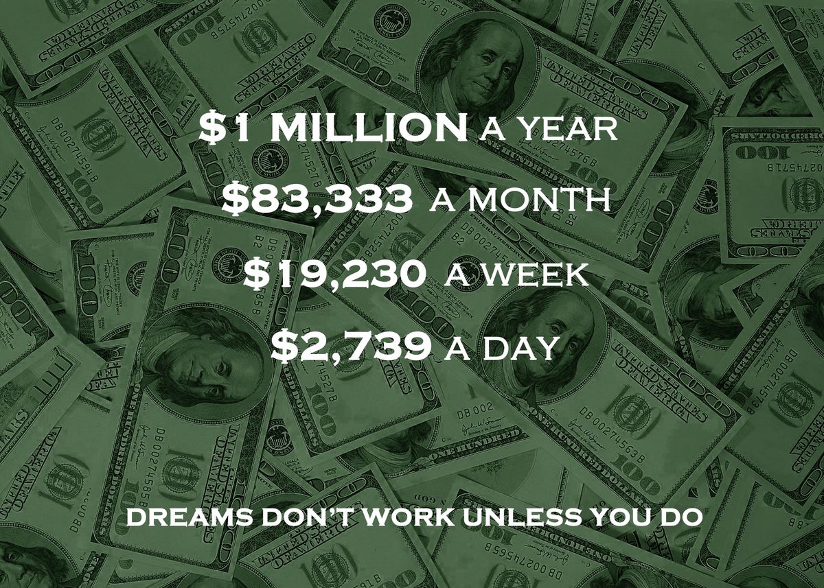 '1 million a year ' Poster, picture, metal print, paint by vGraphics ...