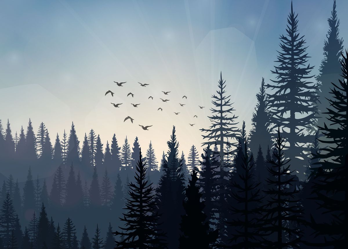 'Forest Landscape' Poster, picture, metal print, paint by Nae | Displate