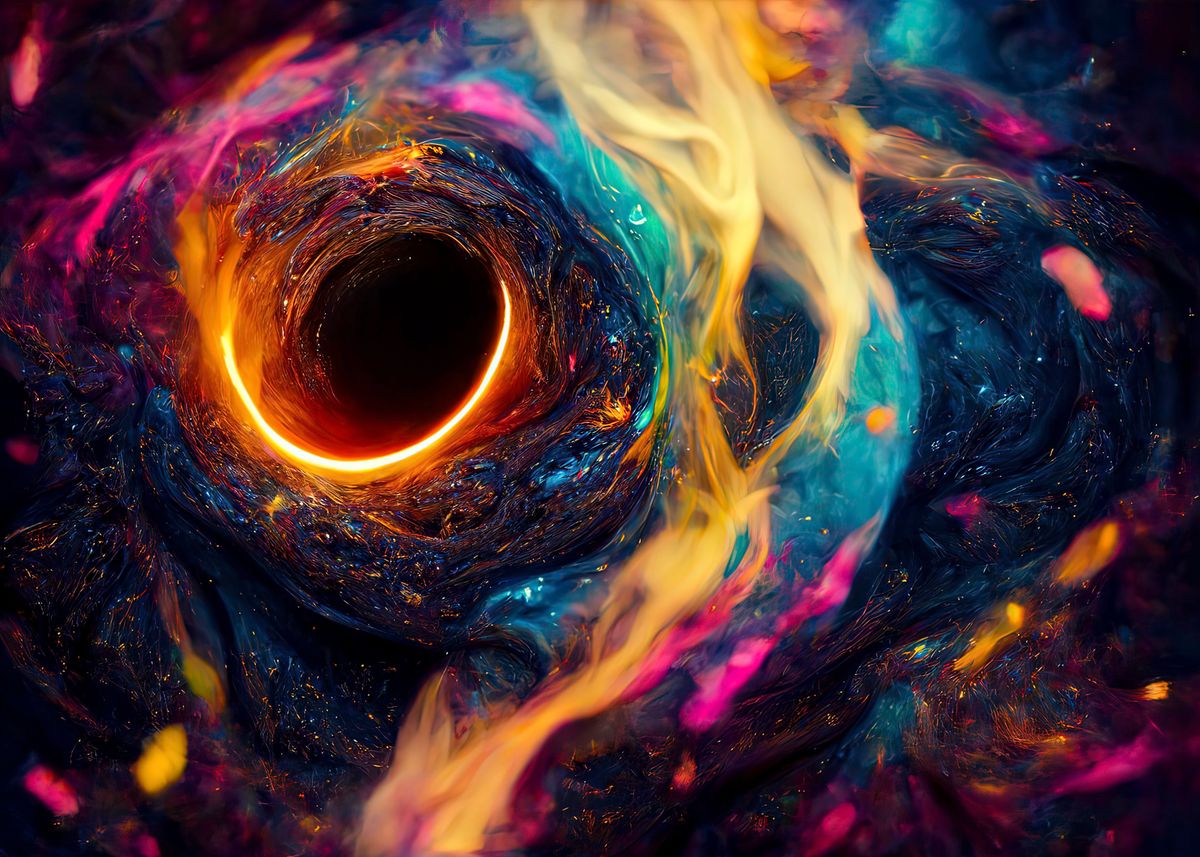 'Rainbow Spiral Black Hole' Poster, picture, metal print, paint by NVSN ...