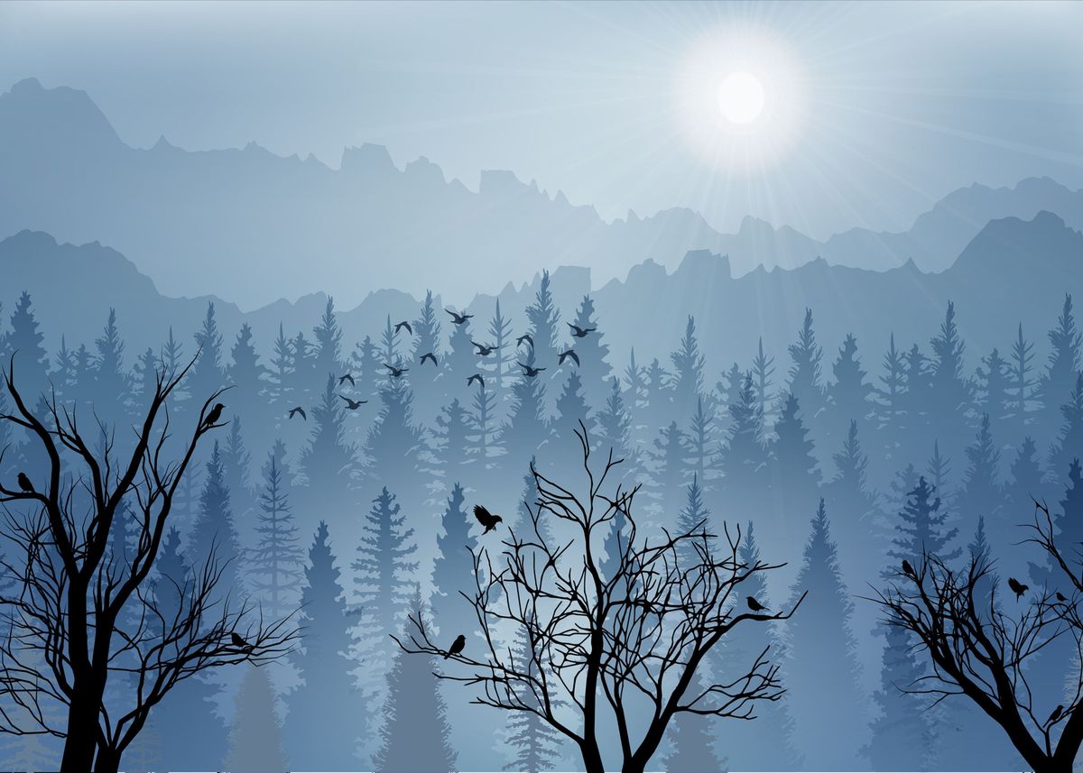 'Forest Landscape' Poster, picture, metal print, paint by Nae | Displate