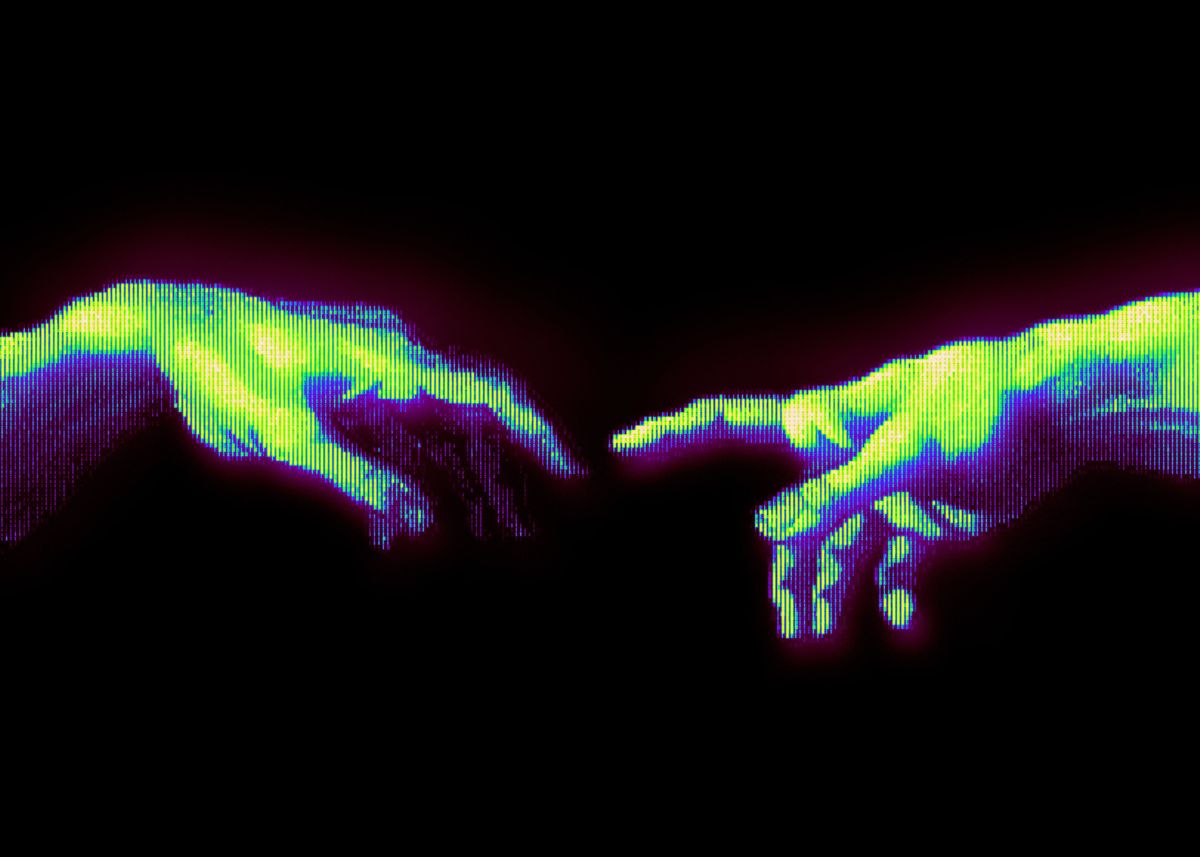 'The Creation of Adam Retro' Poster, picture, metal print, paint by ...