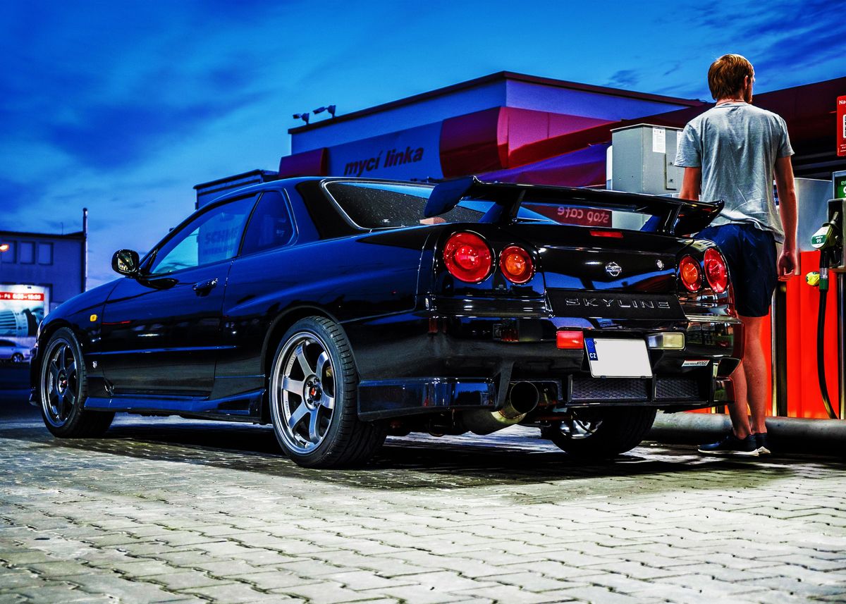 'Nissan Skyline GTR R34' Poster, picture, metal print, paint by Robert ...