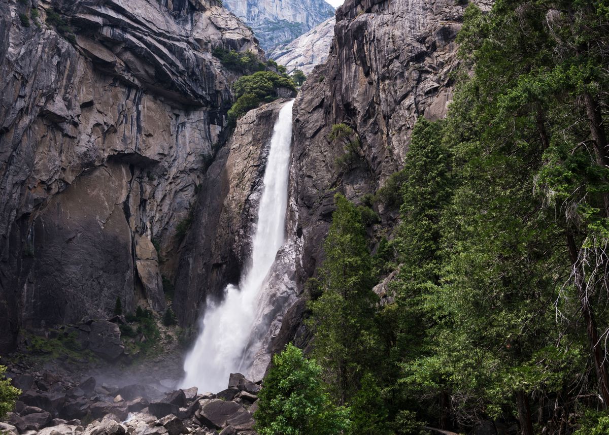 'Yosemite Park Waterfall' Poster, picture, metal print, paint by crbn ...