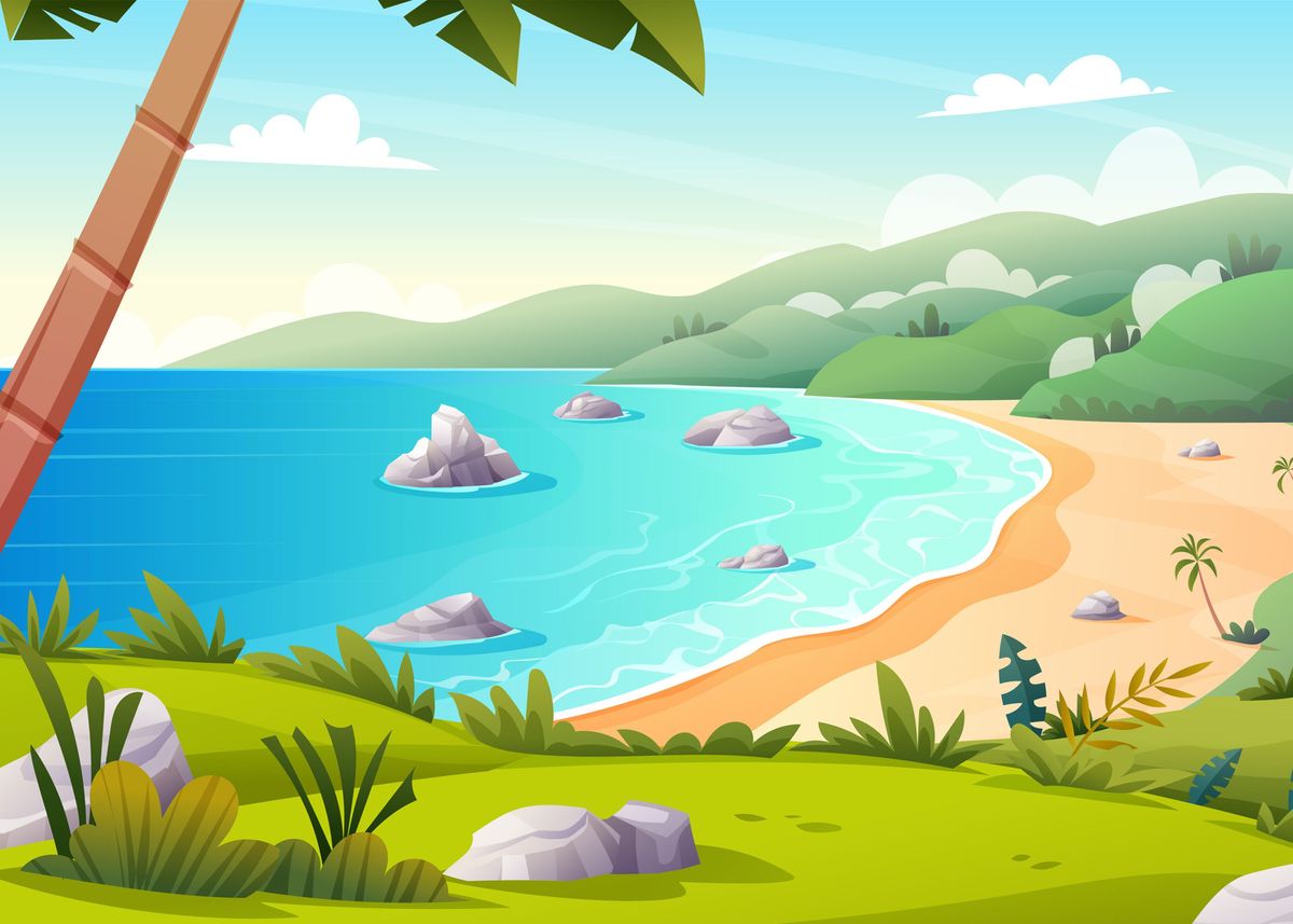 'Beach Landscape' Poster, picture, metal print, paint by Nae | Displate