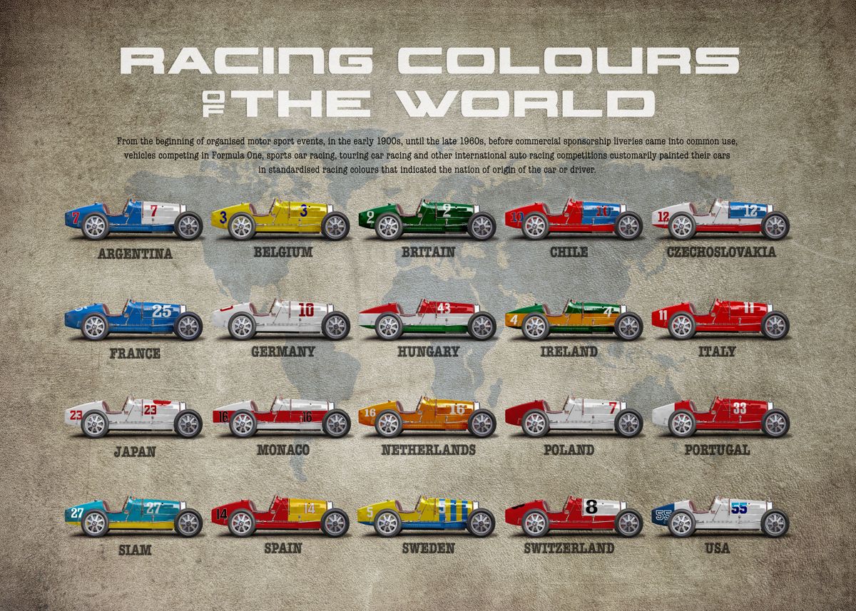 'World of Racing Colours ' Poster, picture, metal print, paint by Theo ...