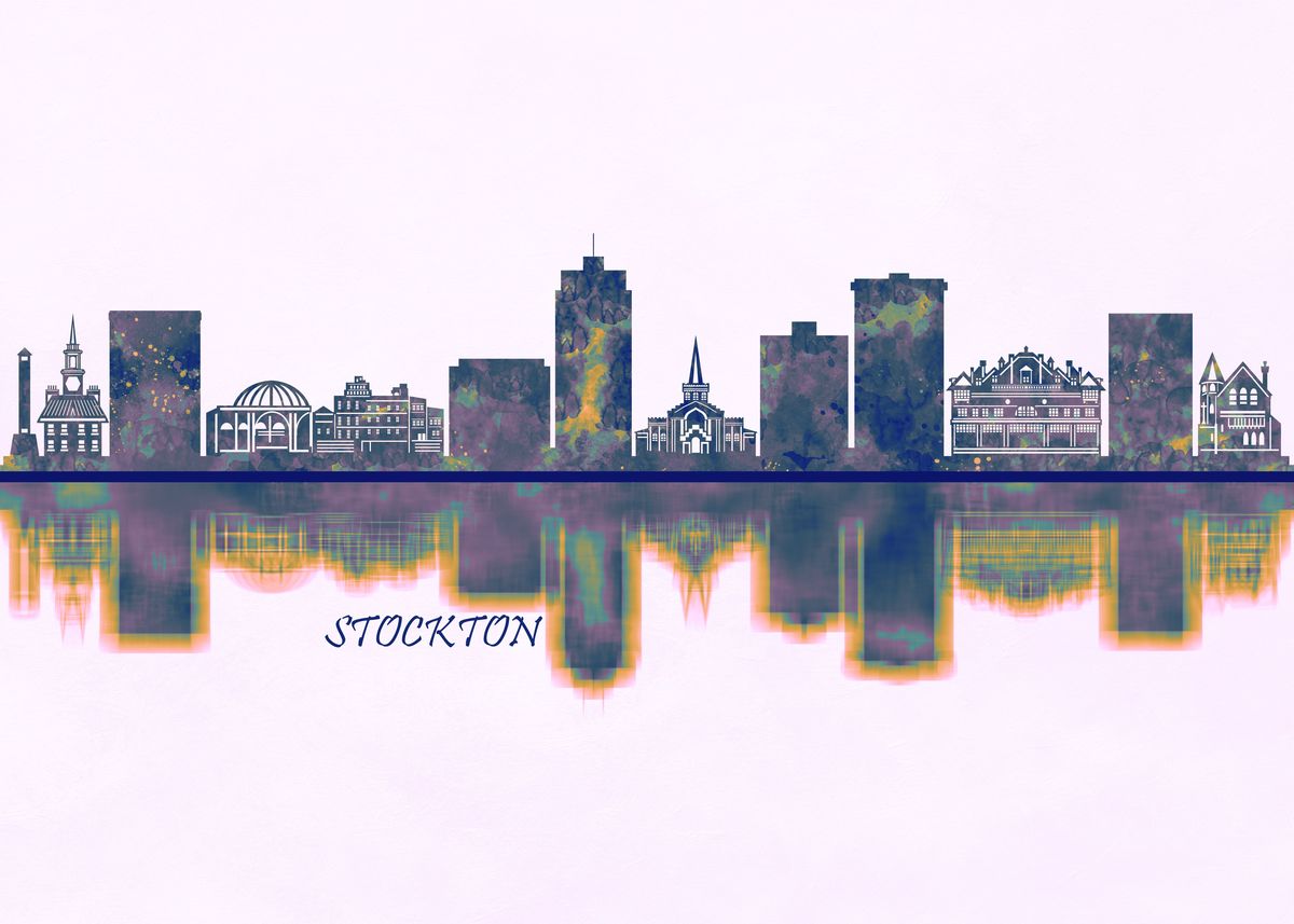 'Stockton Skyline' Poster, picture, metal print, paint by Towseef Dar ...