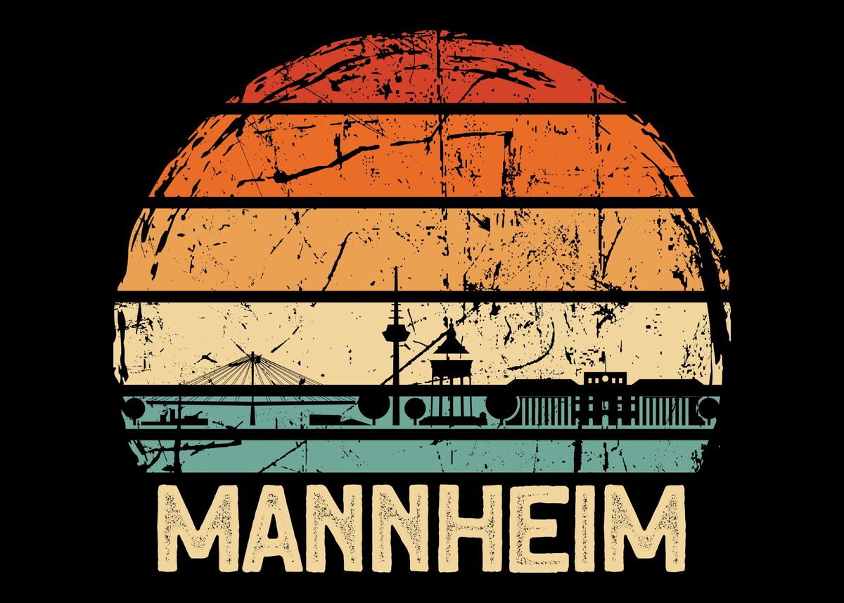 'Mannheim skyline' Poster, picture, metal print, paint by Hexor | Displate
