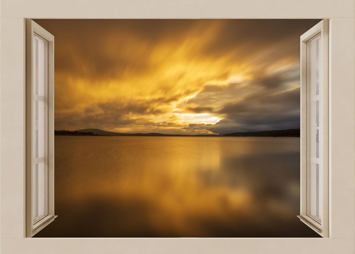 'Open window lake landscape' Poster, picture, metal print, paint by ...