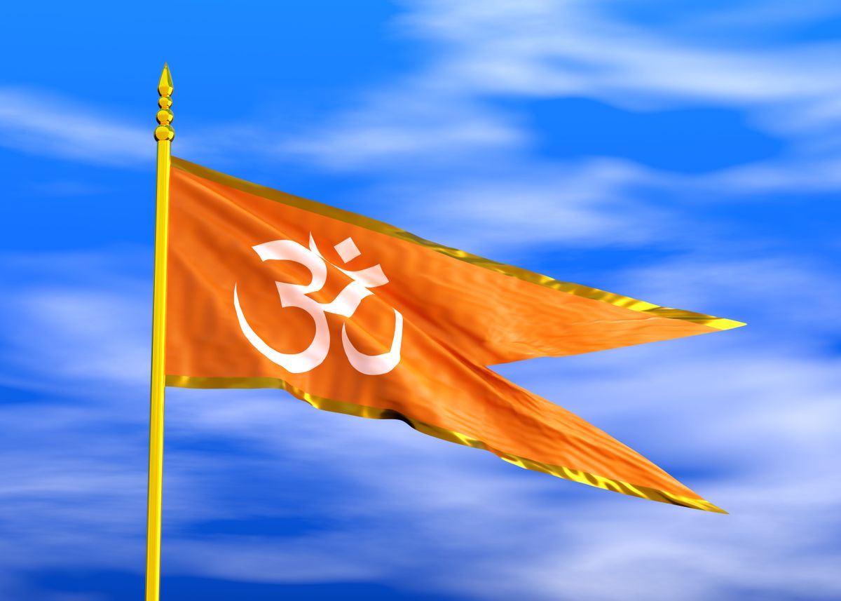 'Religious Hindu Om Flag' Poster, picture, metal print, paint by ...