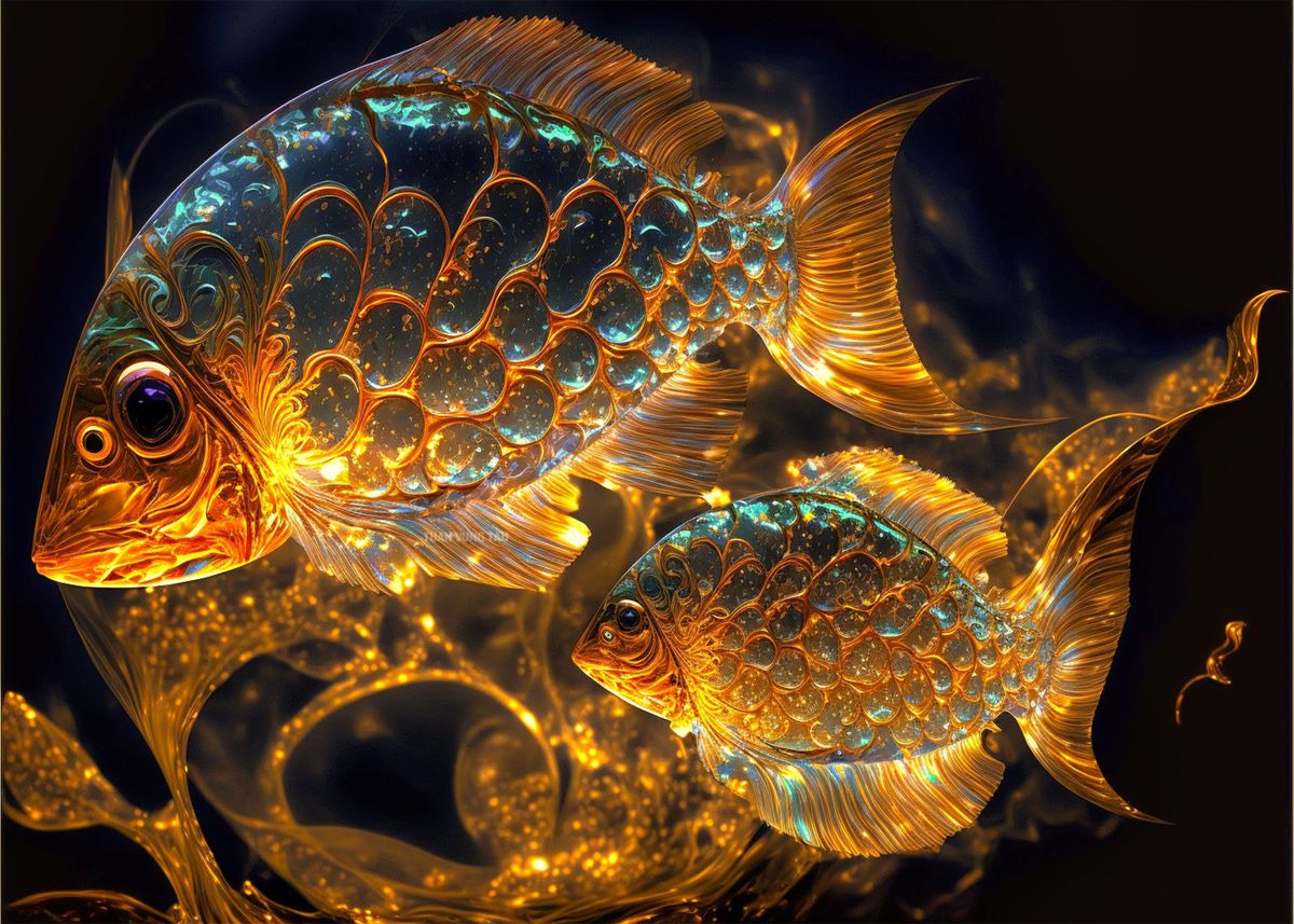 'GoldFish Gold Fish Globe' Poster, picture, metal print, paint by ...